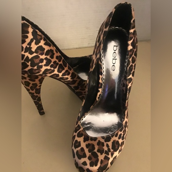 bebe | Shoes | Bebe Women Animal Print Satin Platform Stiletto Pump ...